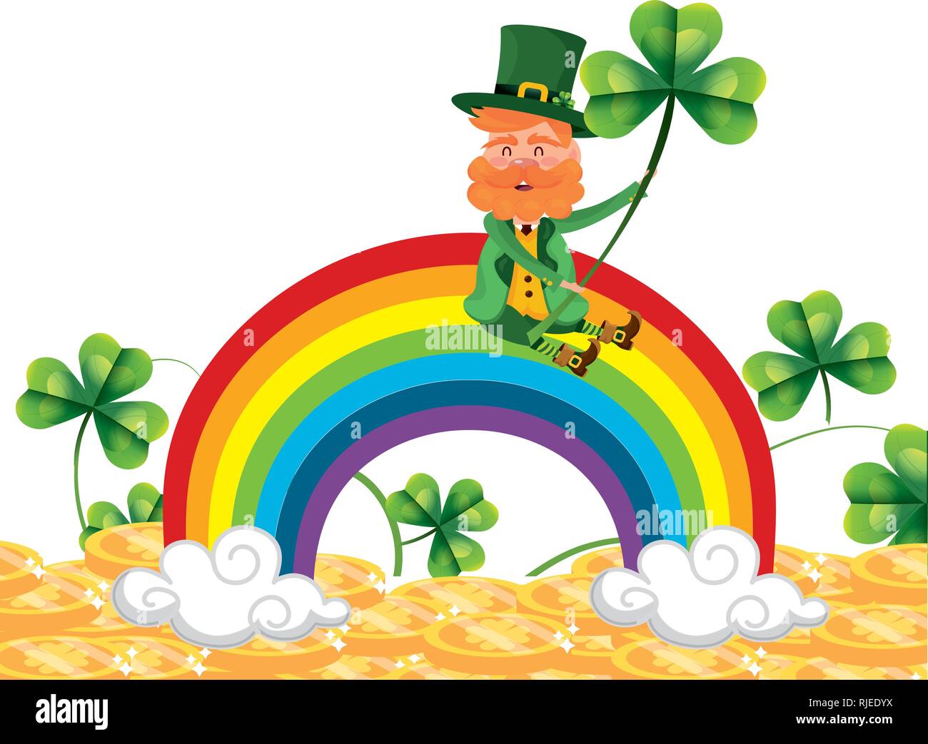 rainbow leprechaun sliding clover Stock Vector Image & Art - Alamy