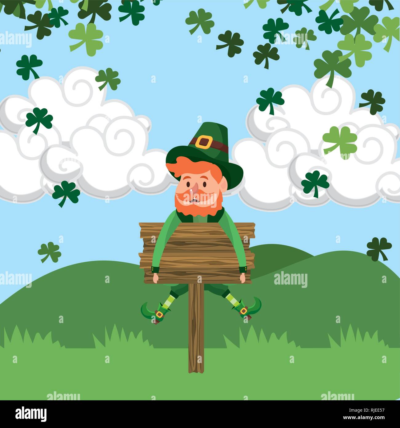 dwarf man road sign clover rain Stock Vector Image & Art - Alamy