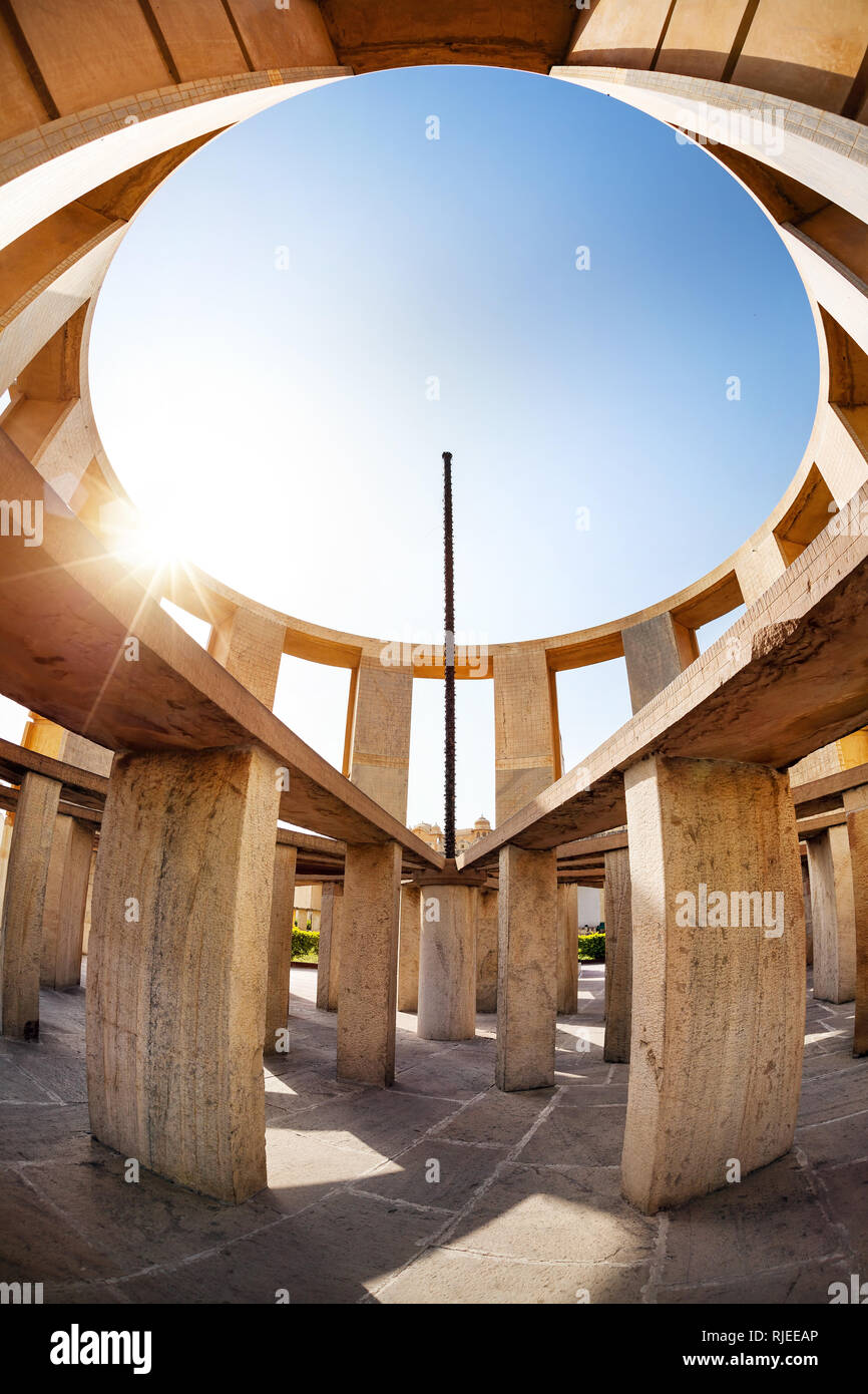 Jantar Mantar observatory complex at blue sky in Jaipur, Rajasthan ...
