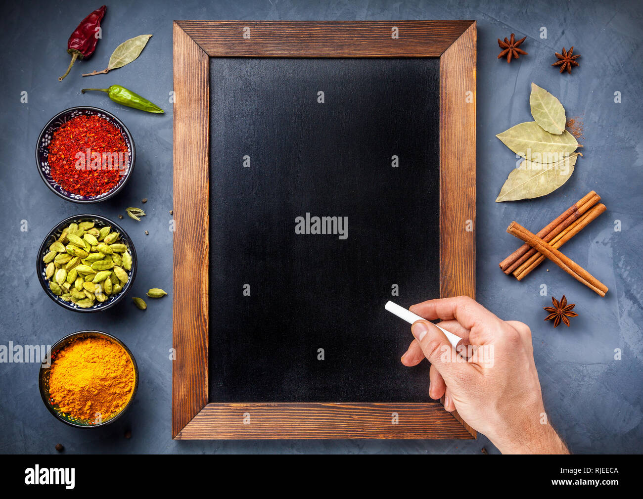 Various Spices powder turmeric, cardamom, chili, paprika, ginger, star ...