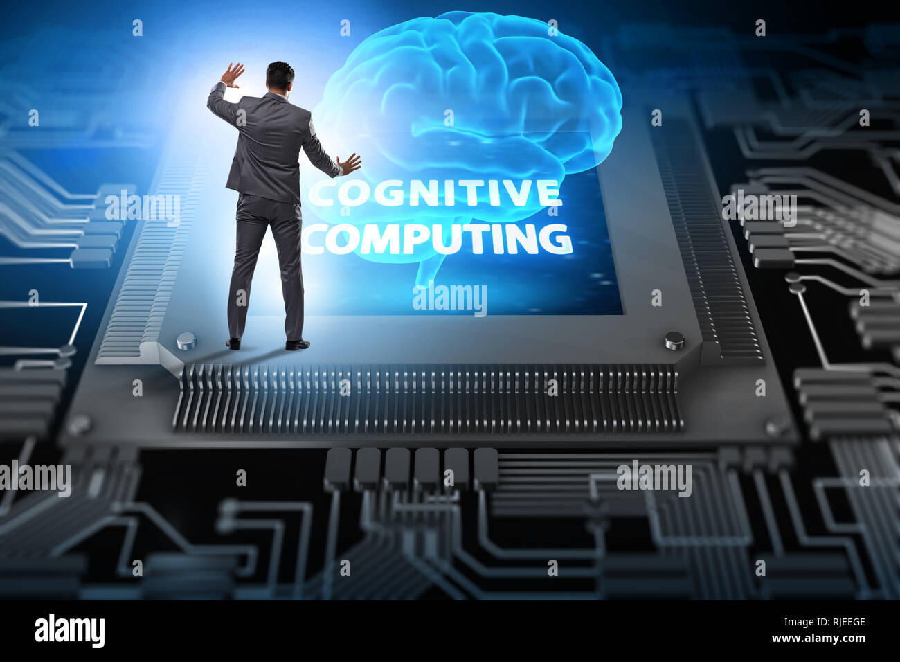 Cognitive computing concept as future technology with businessman Stock ...