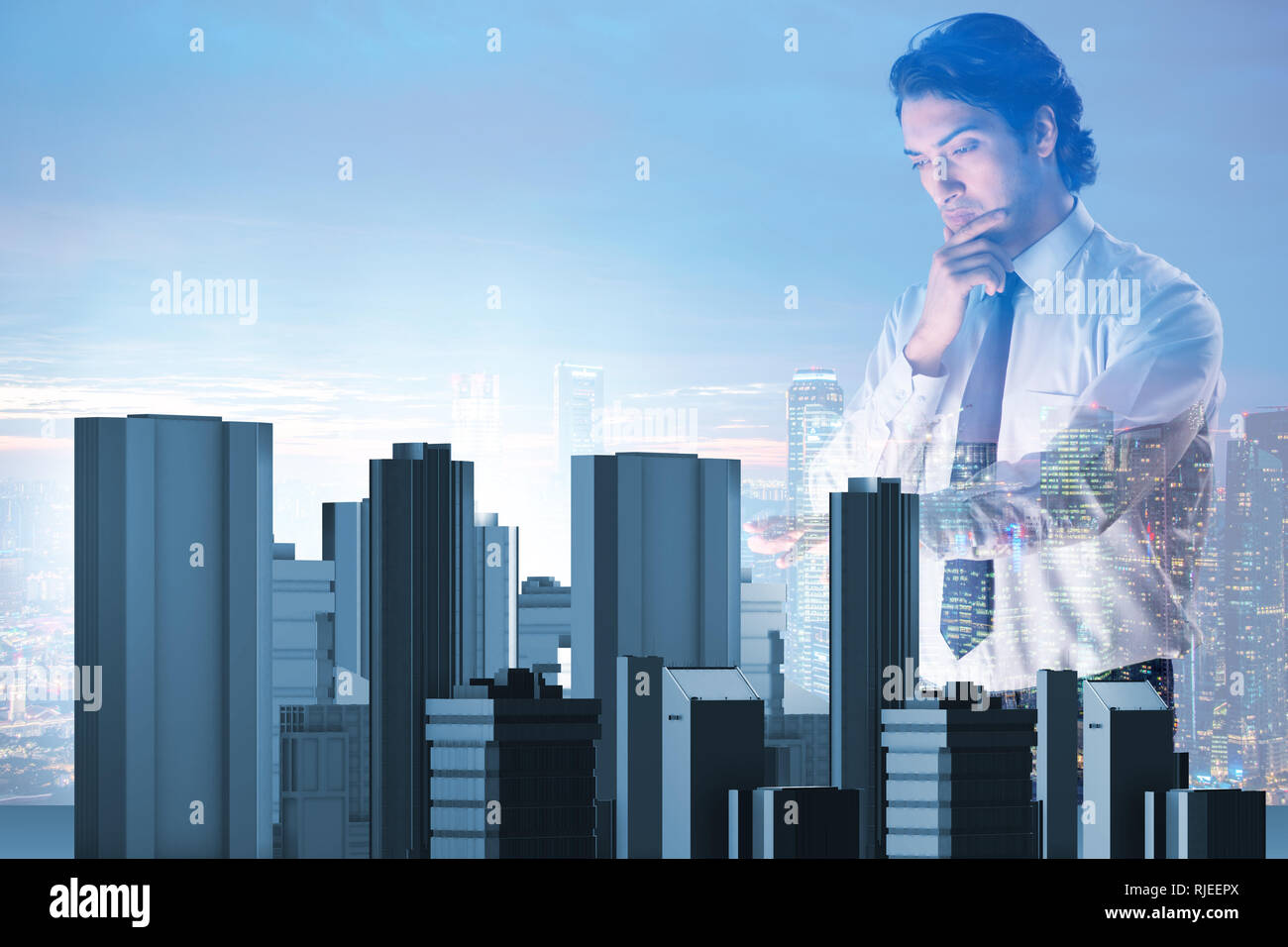 Futuristic architect doing urban planning Stock Photo - Alamy