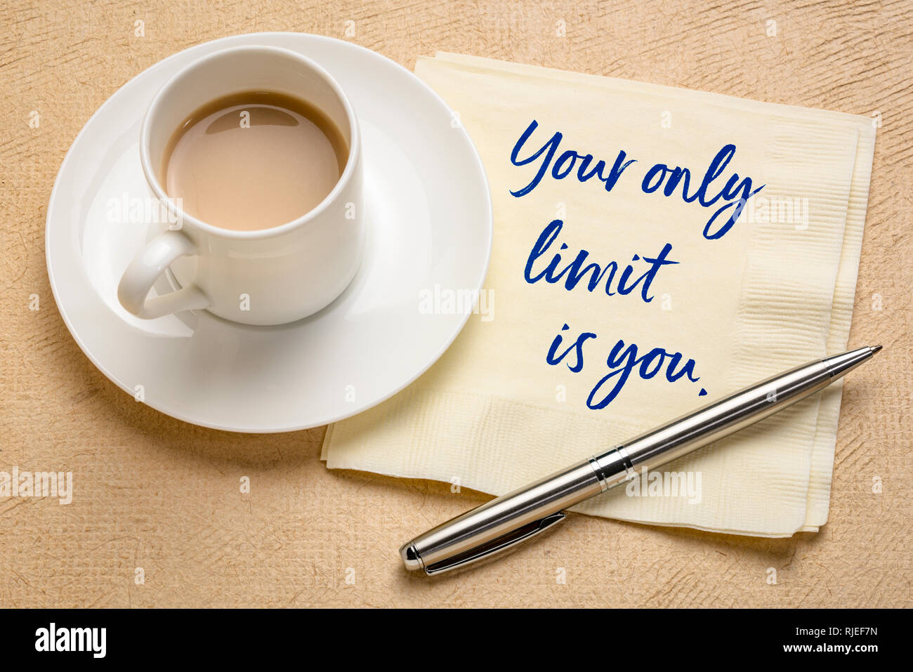 Your only limit is you - inspirational handwriting on a napkin with a ...