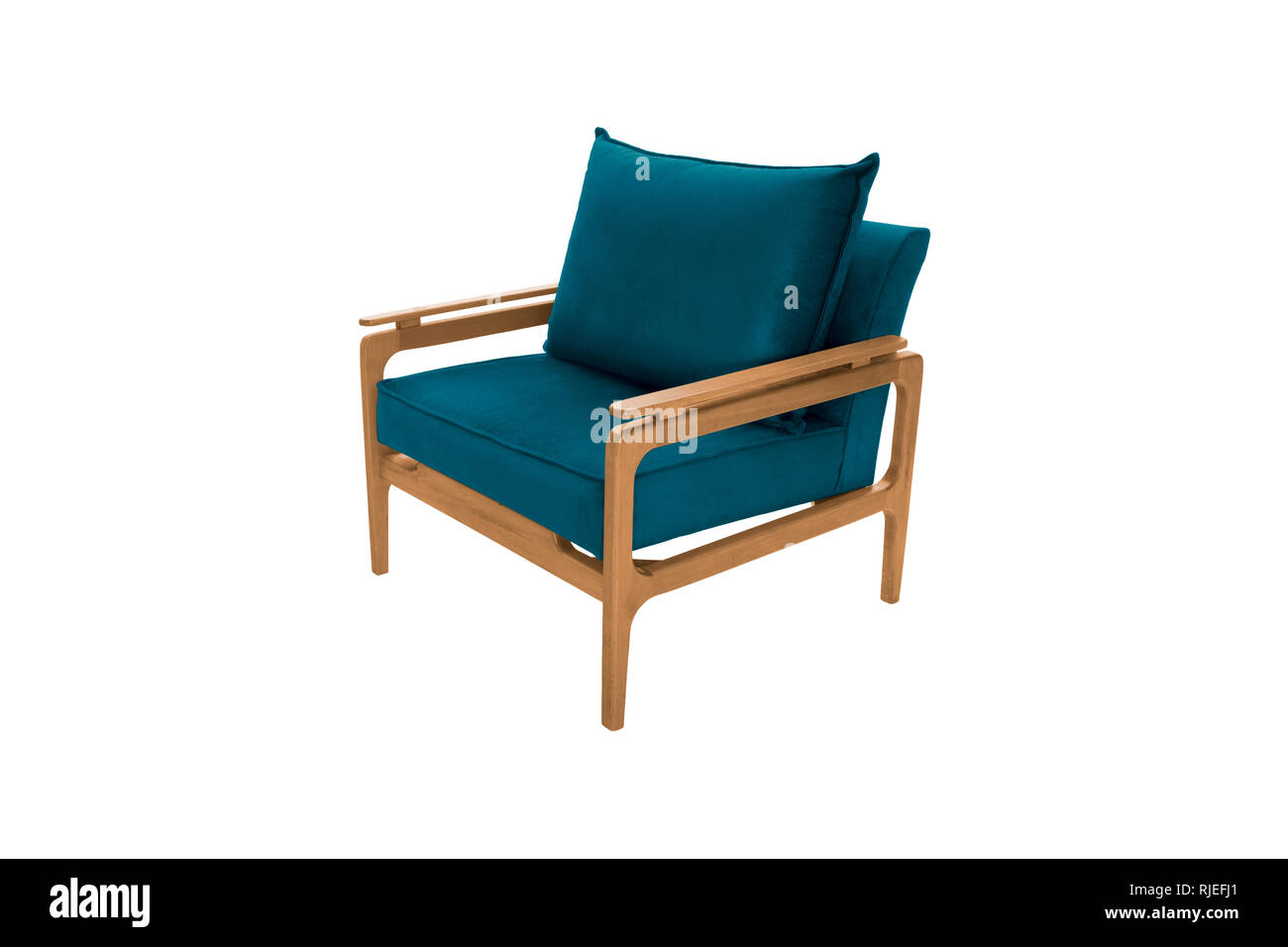 Cyan armchair. Modern designer chair on white background. Texture chair ...