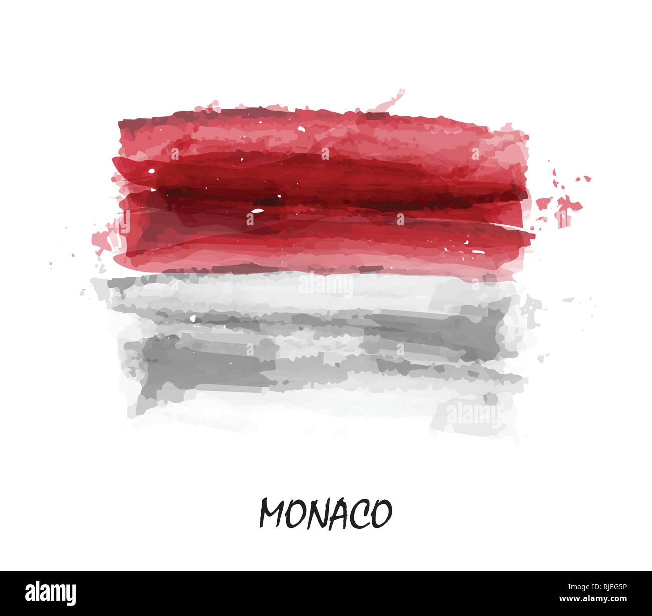 Realistic watercolor painting flag of Monaco . Vector Stock Vector ...