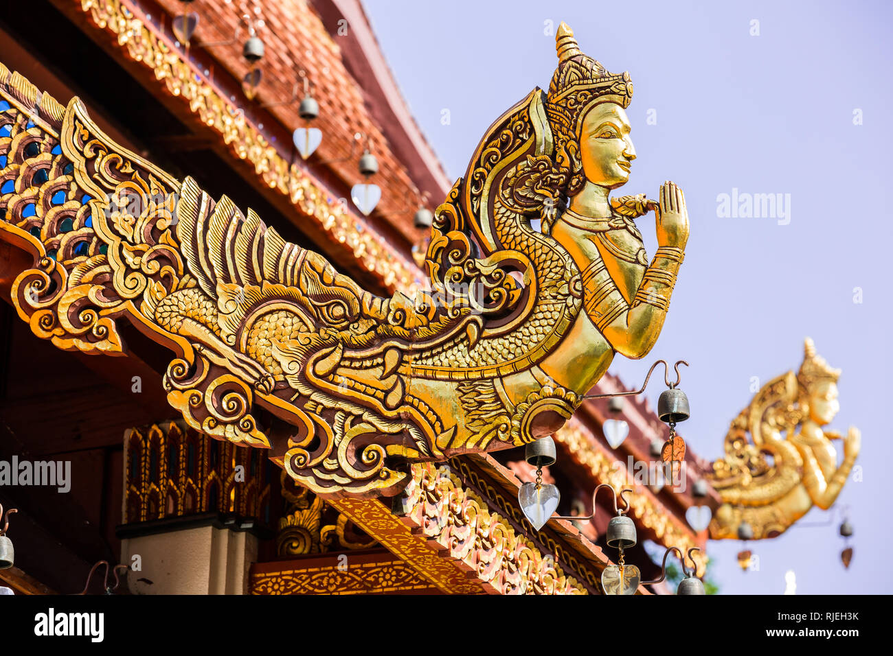 Gable End of Temple Roof, the saluting angle out of mouth of Naga, Wat ...