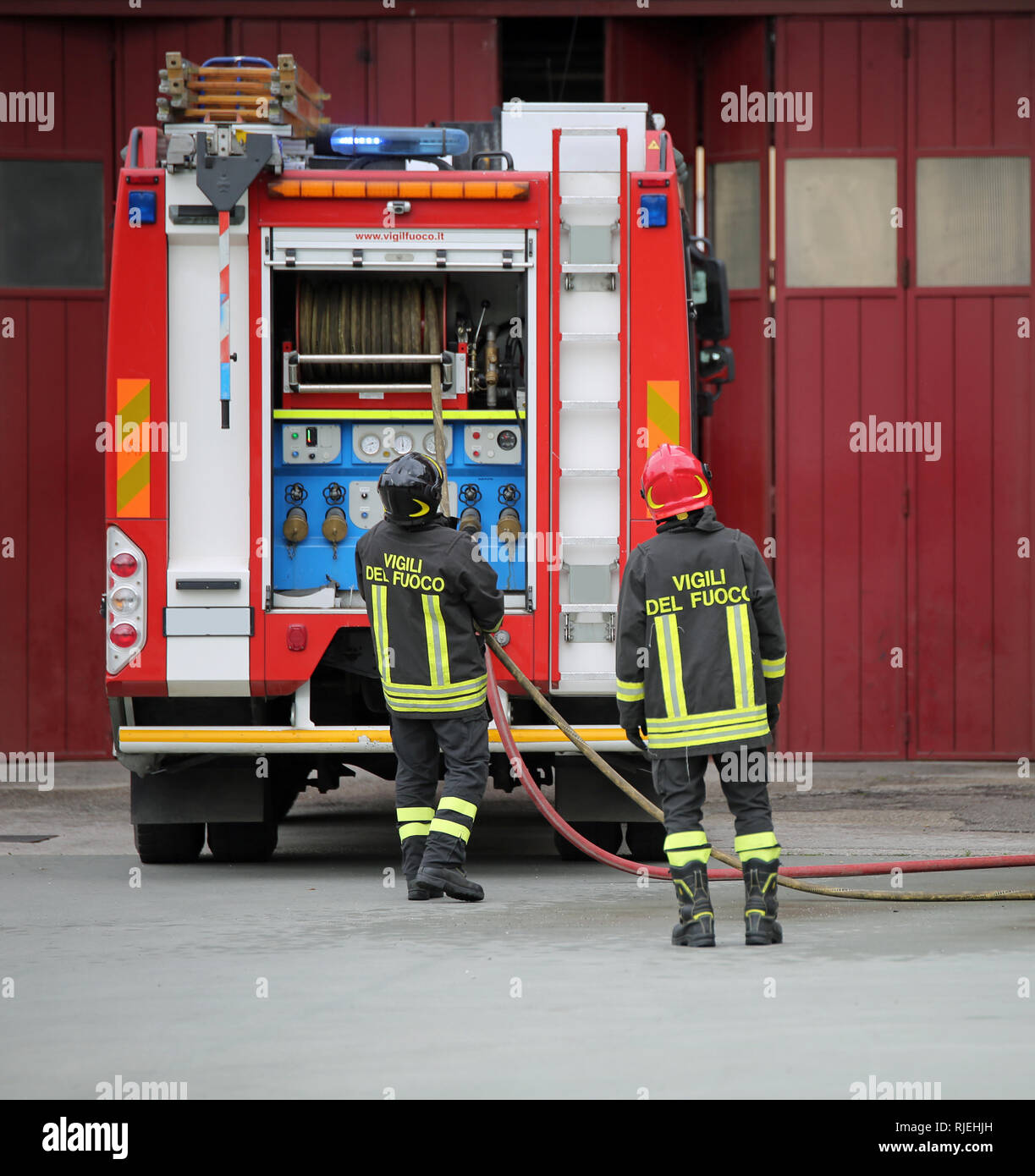 Rome, RM, Italy - May 10, 2018: two Italian firefighters with uniform ...