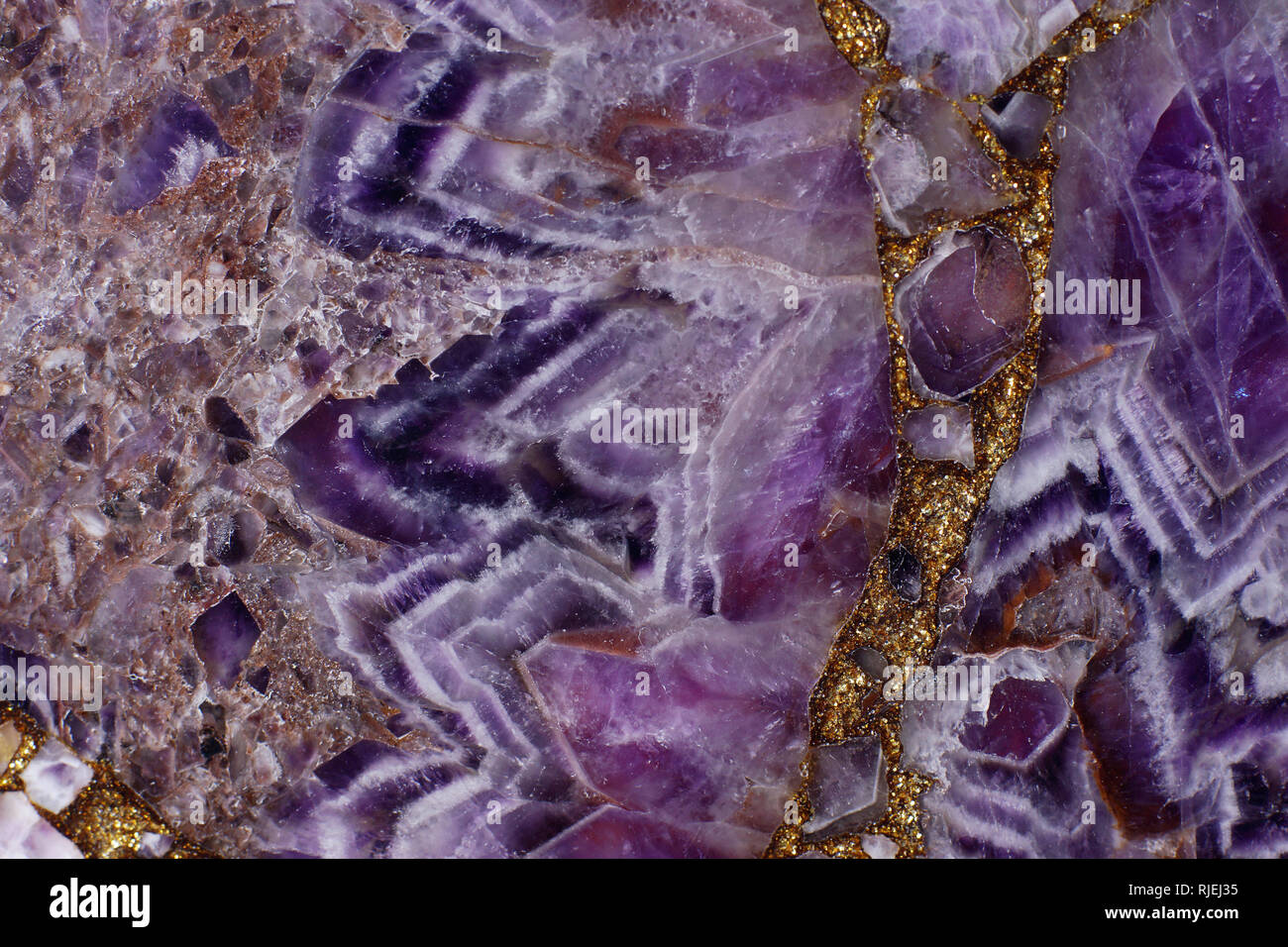 Natural stone Amethyst purple color with an interesting pattern Stock ...