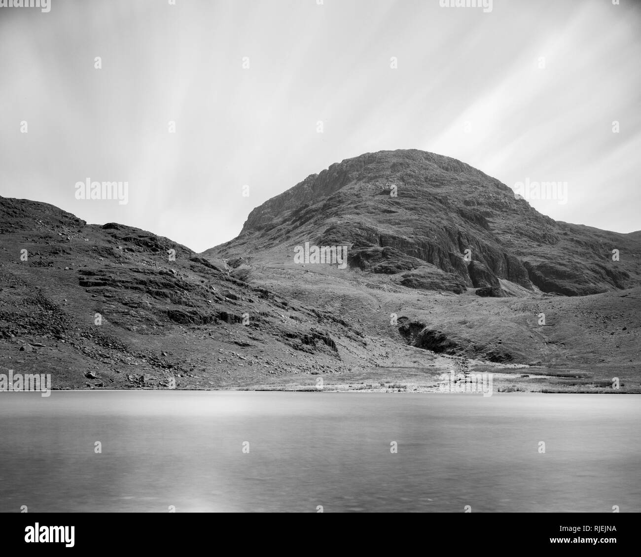 Large format long exposure of Great end from Styhead Tarn Stock Photo ...