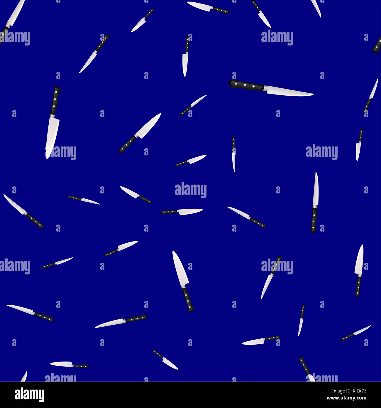 Seamless pattern of kitchen knives on a colored background ...