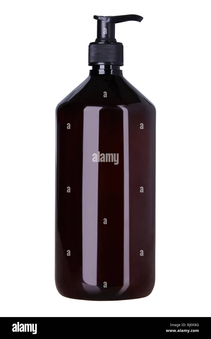 Dark brown plastic container with batcher isolated on white background ...