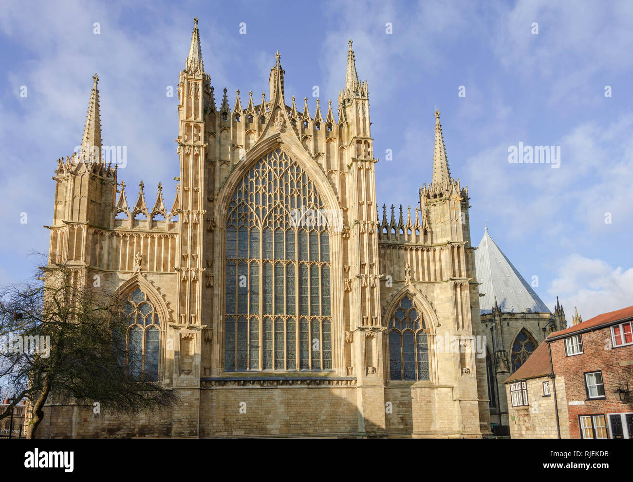 The East end of York Minster with the medieval Great East Window. A row ...