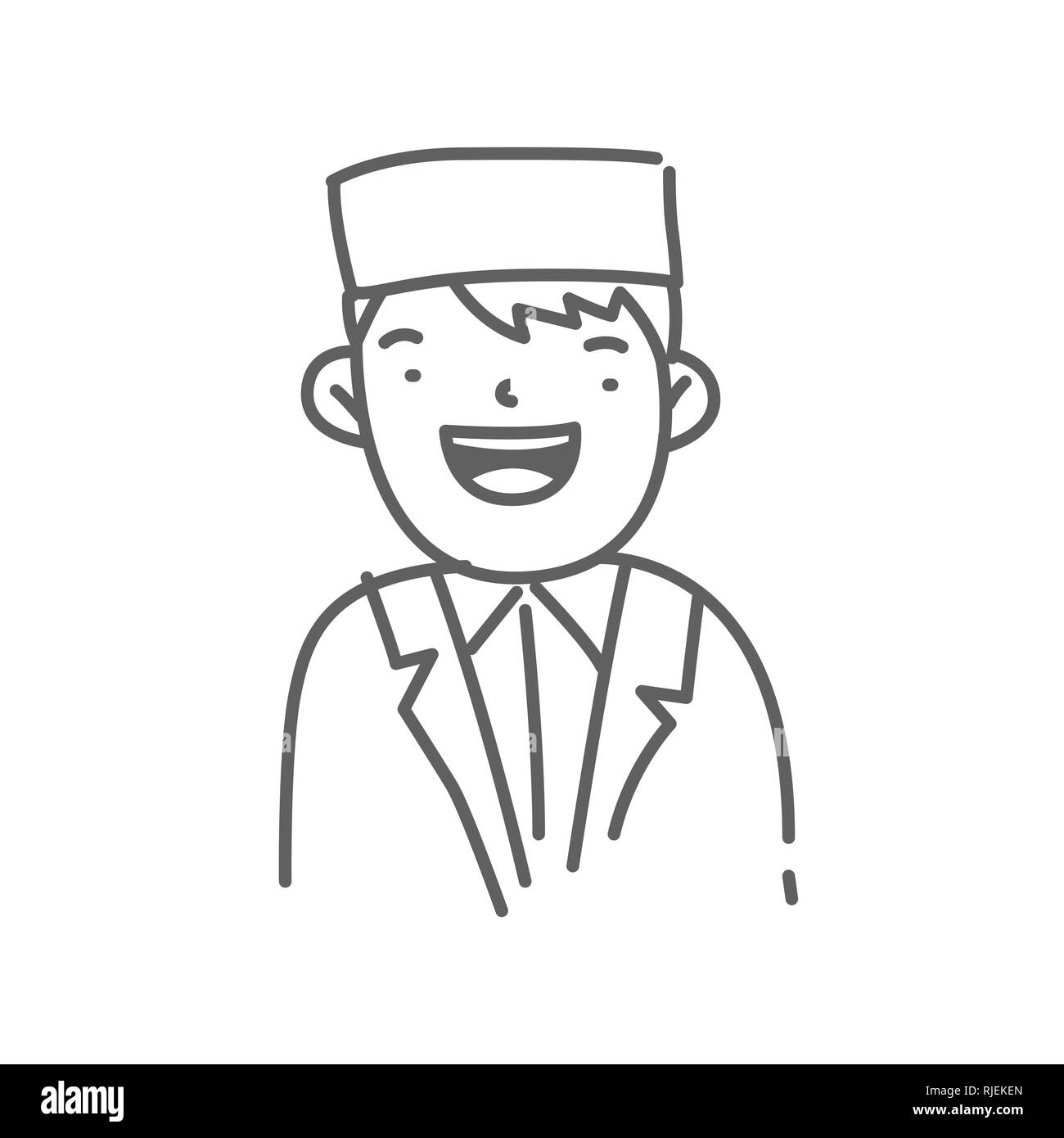 Happy smiling doctor. Doodle vector illustration Stock Vector Image ...