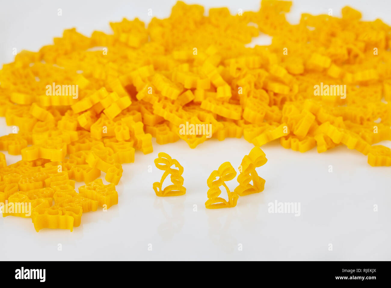 Variety of types and shapes of dry Italian pasta. Italian Macaroni raw ...