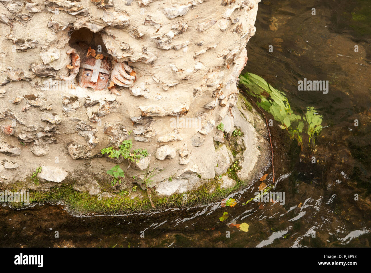 Gallo-roman rampart with English knight from the Hundred years war ...