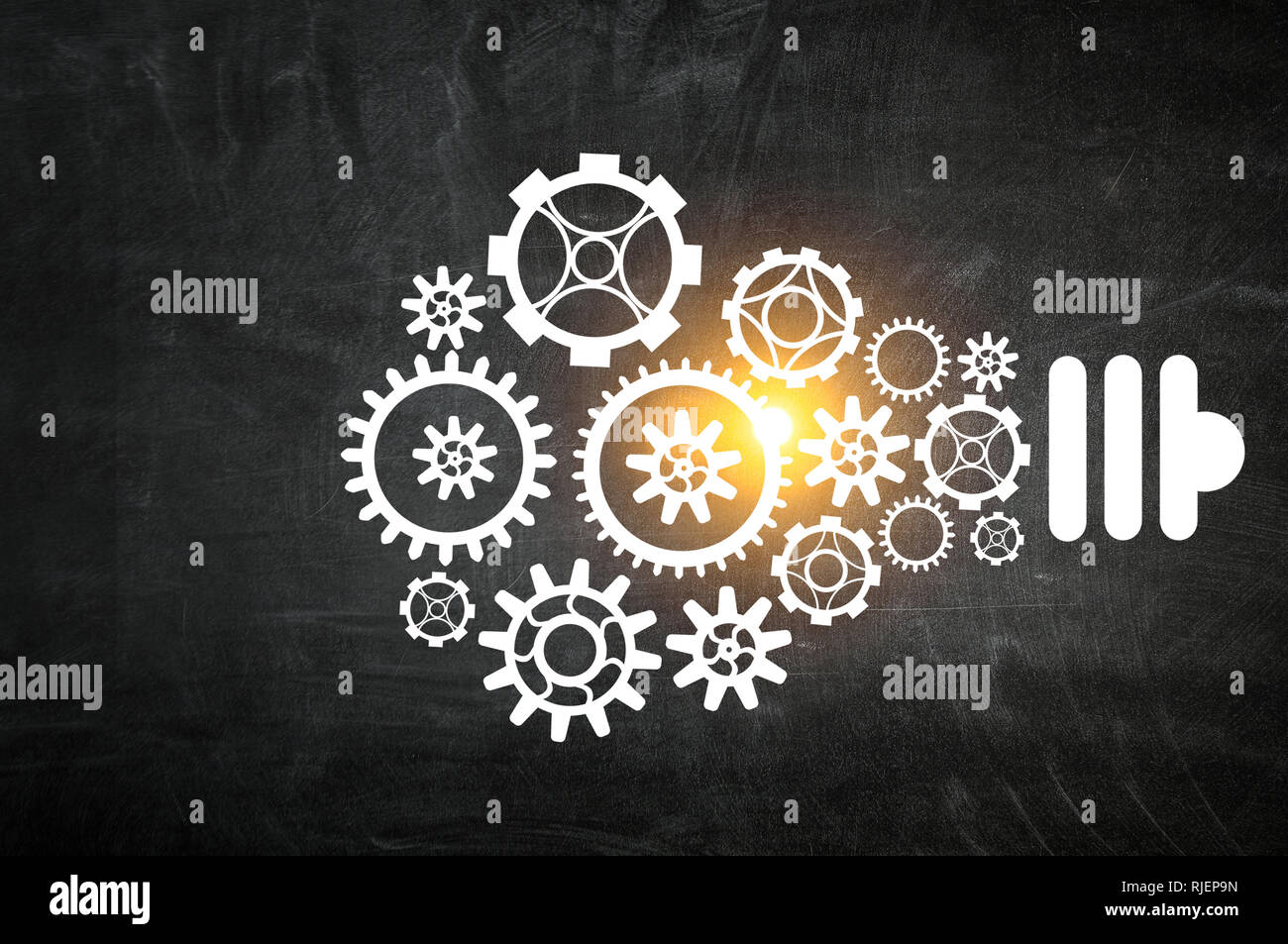 Light lamp bulb of cogwheels and gears Stock Photo - Alamy