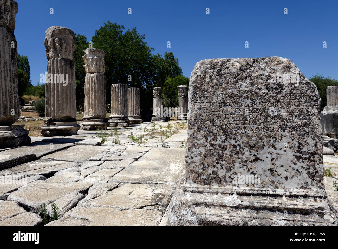 Ancient Greek inscription at the temple of Hecate (Hekate) which dates ...
