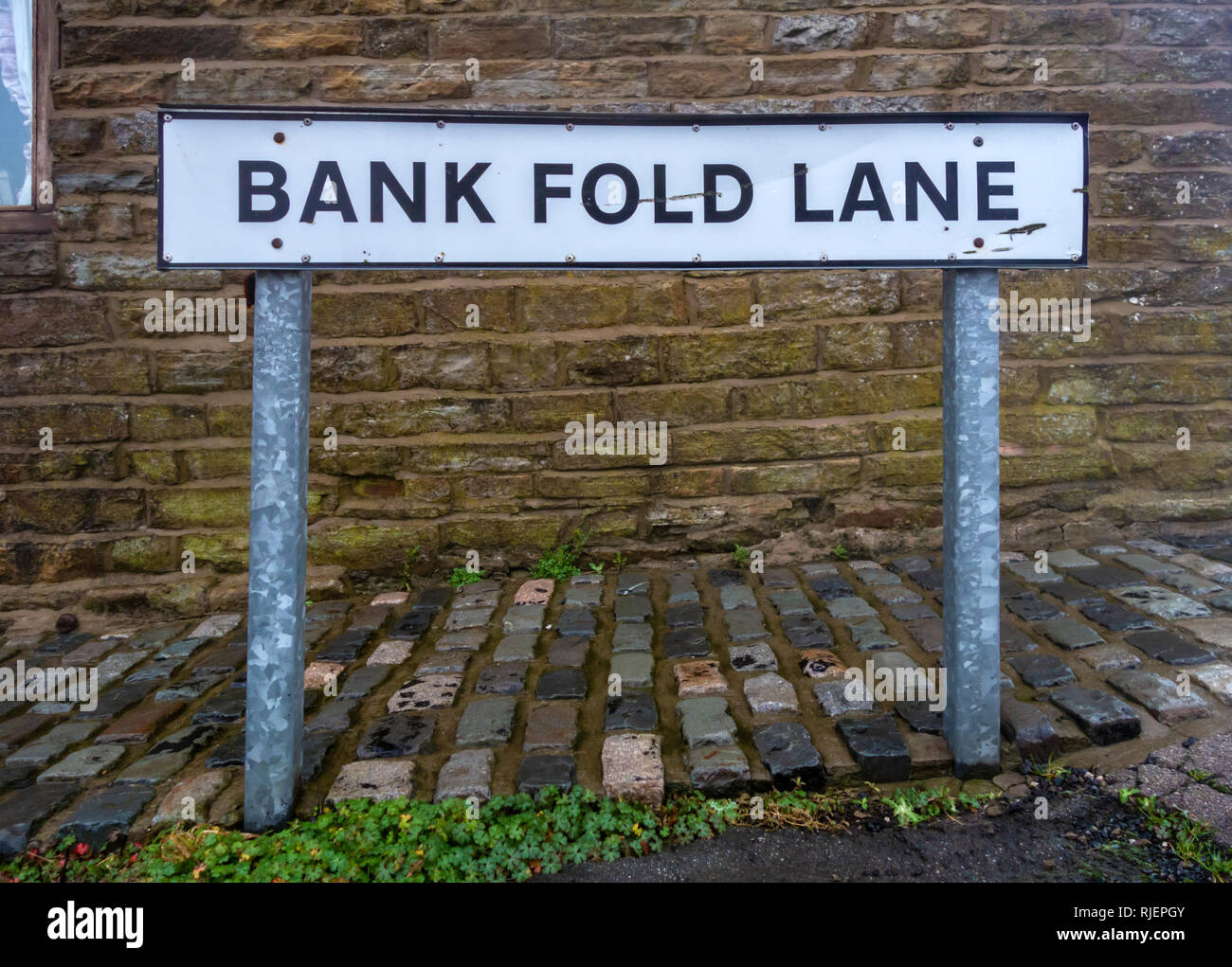 Bank Fold Lane Street Sign in a village near Belthorn, Lancashire ...
