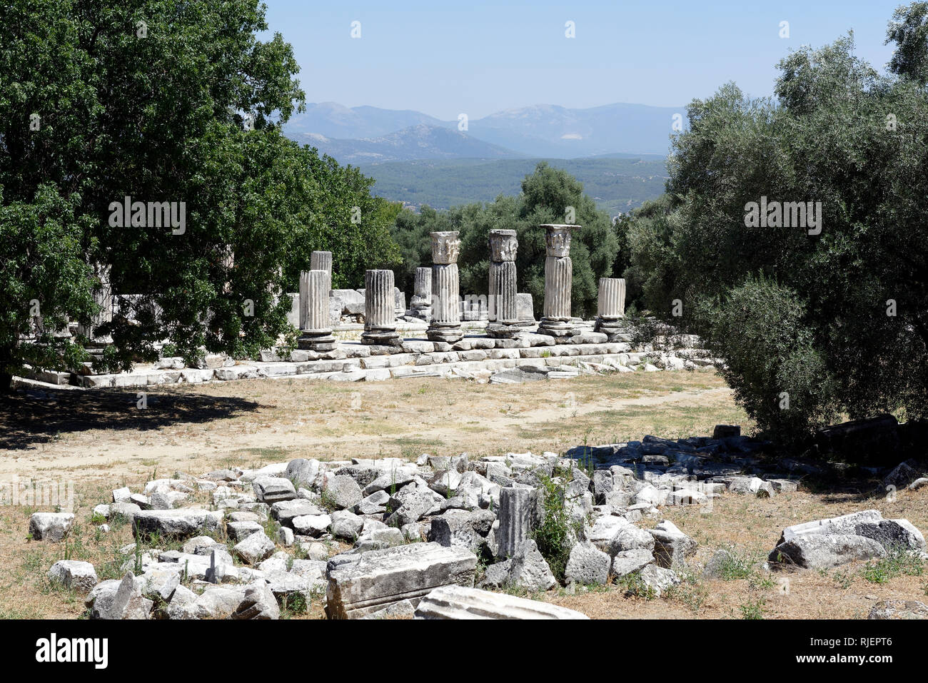 View towards the 2nd century BC Temple of Hecate (Hekate), the Oyuklu ...