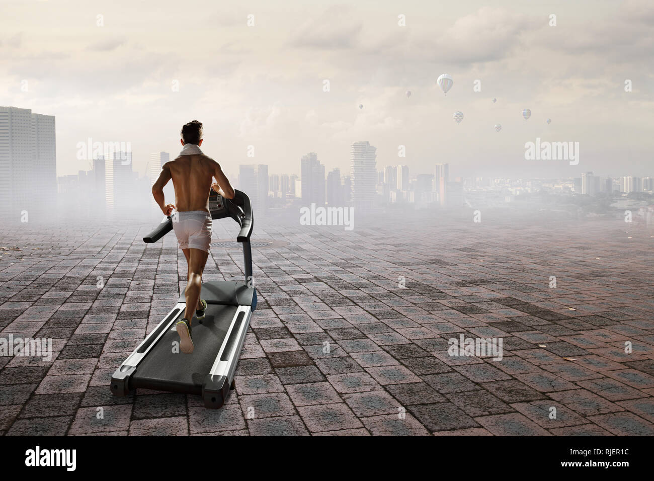 Back view girl on treadmill hi-res stock photography and images - Alamy
