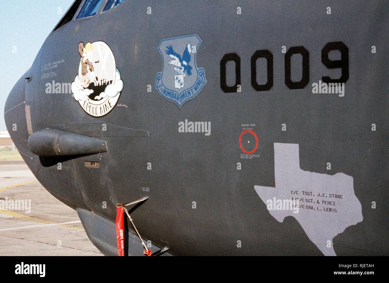 A view of nose art on a B-52 Stratofortress aircraft preparing to ...