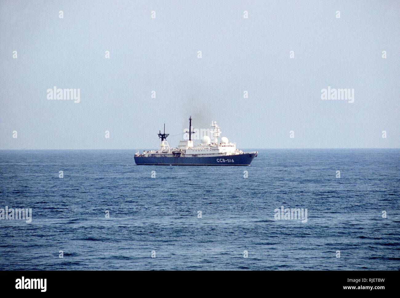 A starboard bow view of the Soviet Balzam-class general intelligence ...