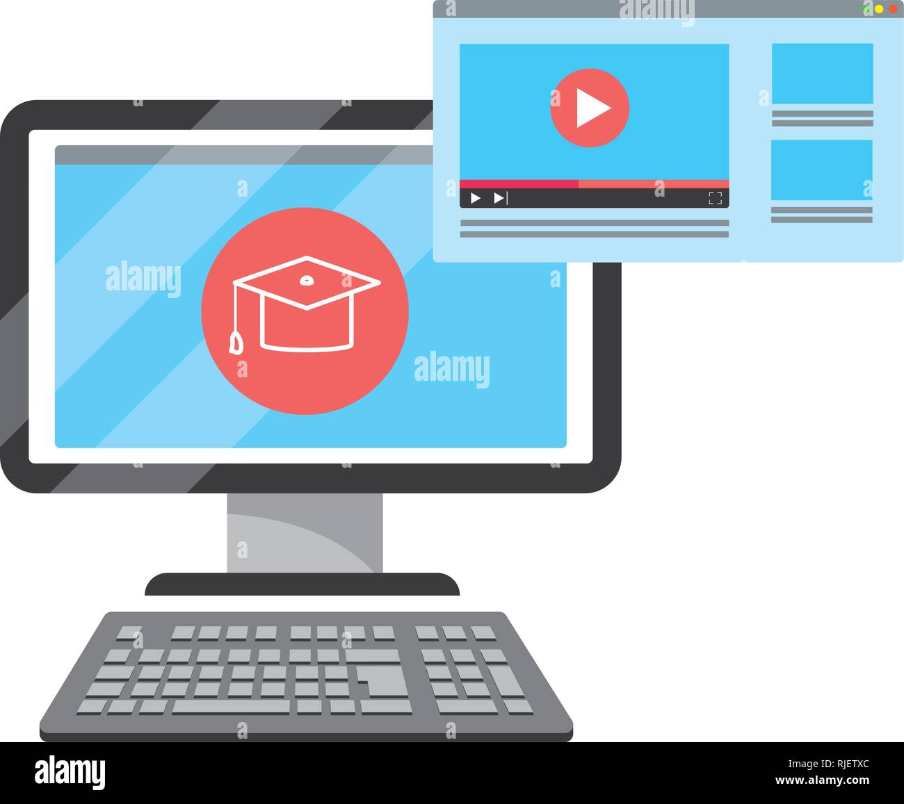 online education computer cartoon Stock Vector Image & Art - Alamy