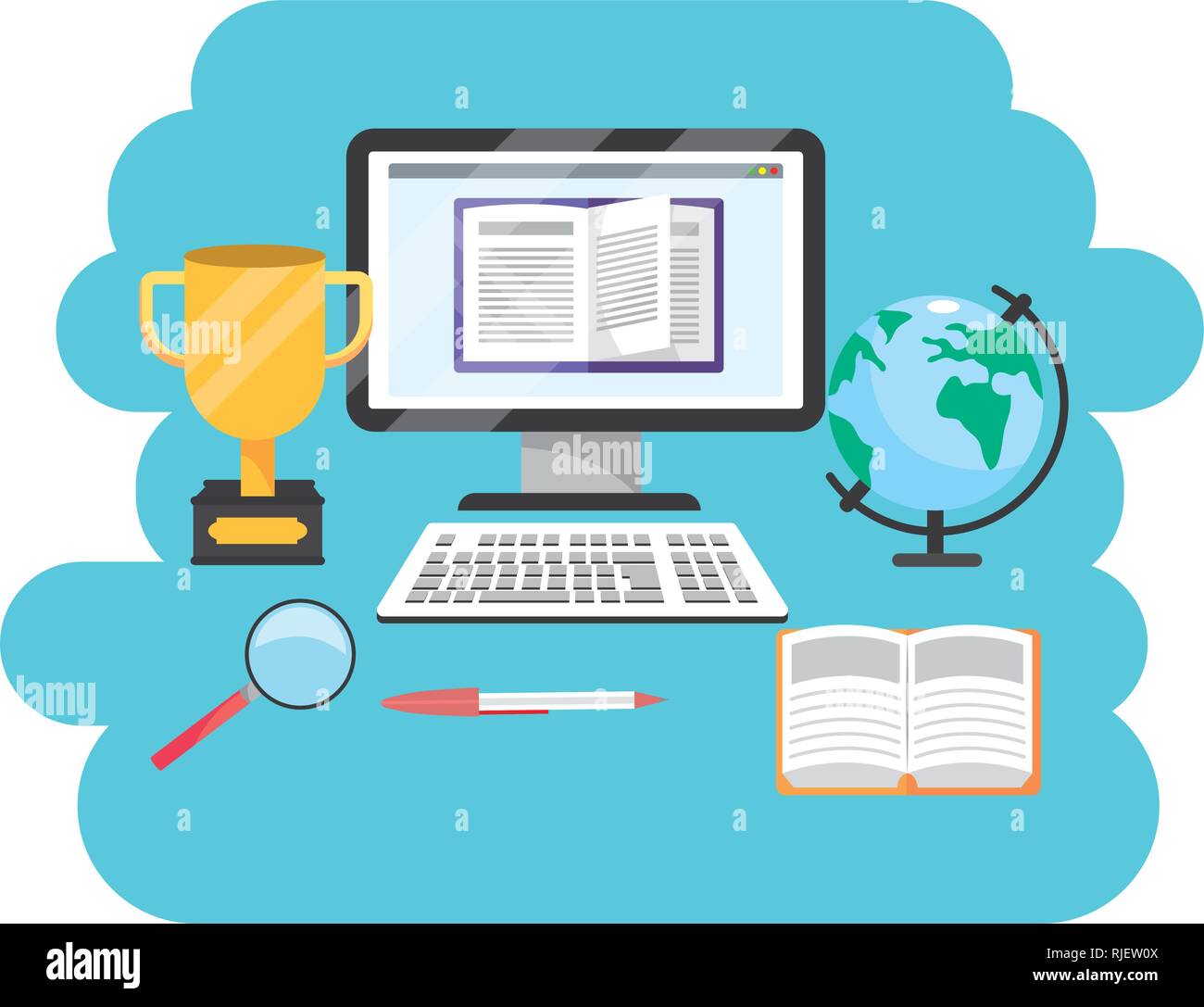 online education computer cartoon Stock Vector Image & Art - Alamy