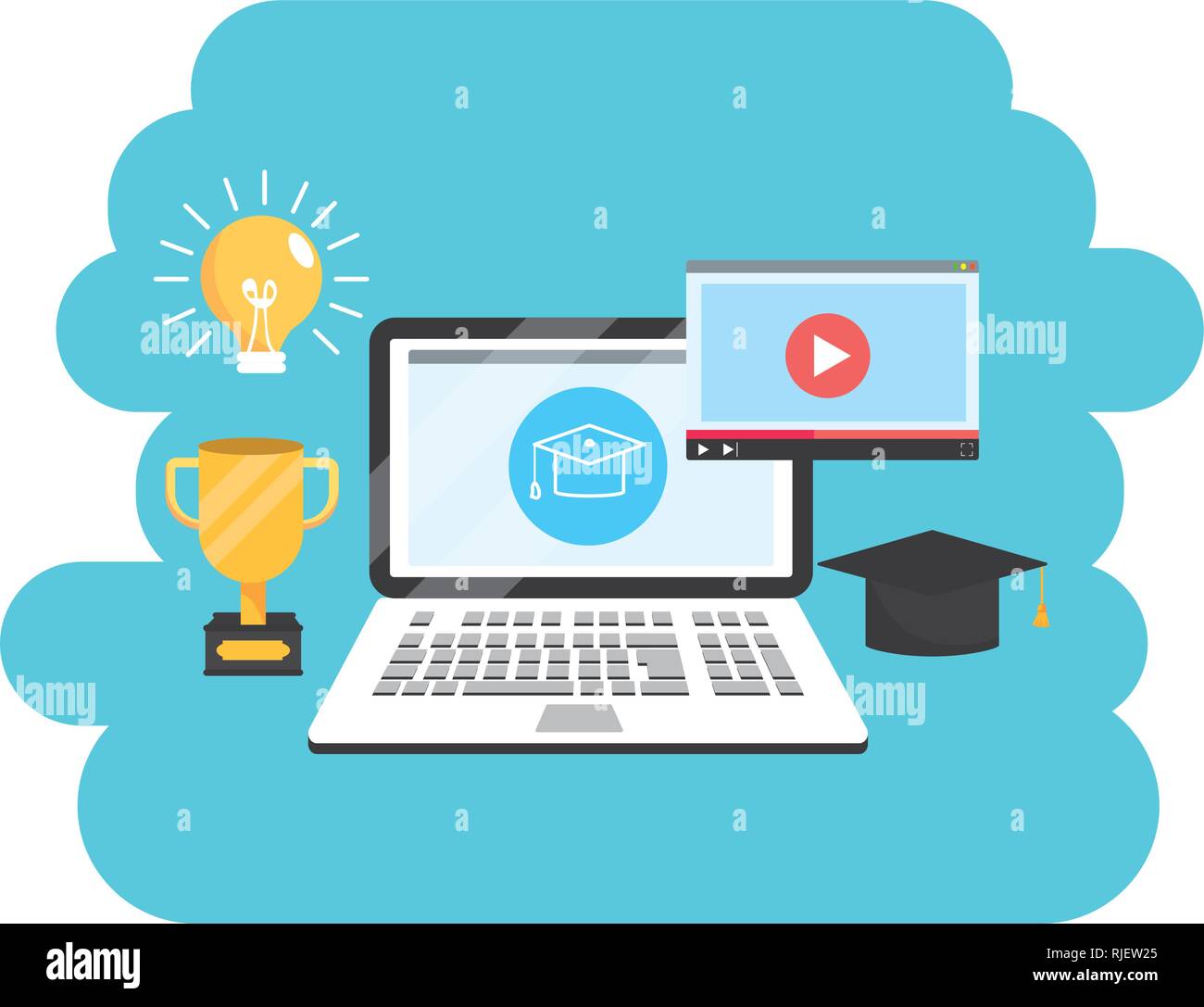 online education laptop cartoon Stock Vector Image & Art - Alamy