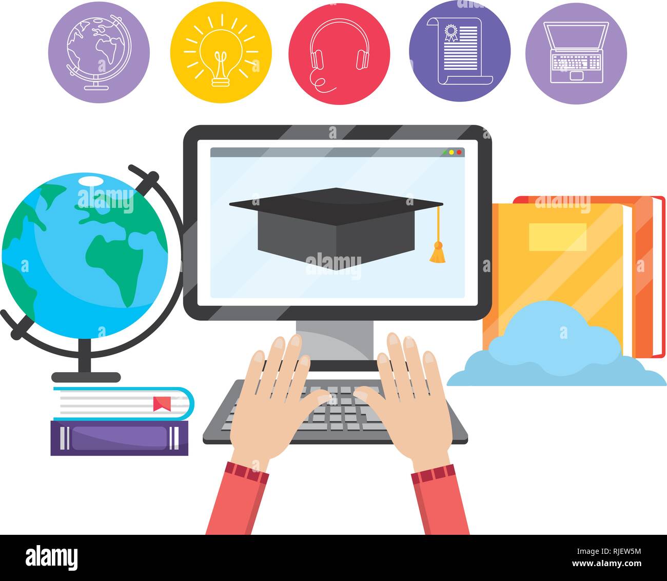 online education computer cartoon Stock Vector Image & Art - Alamy