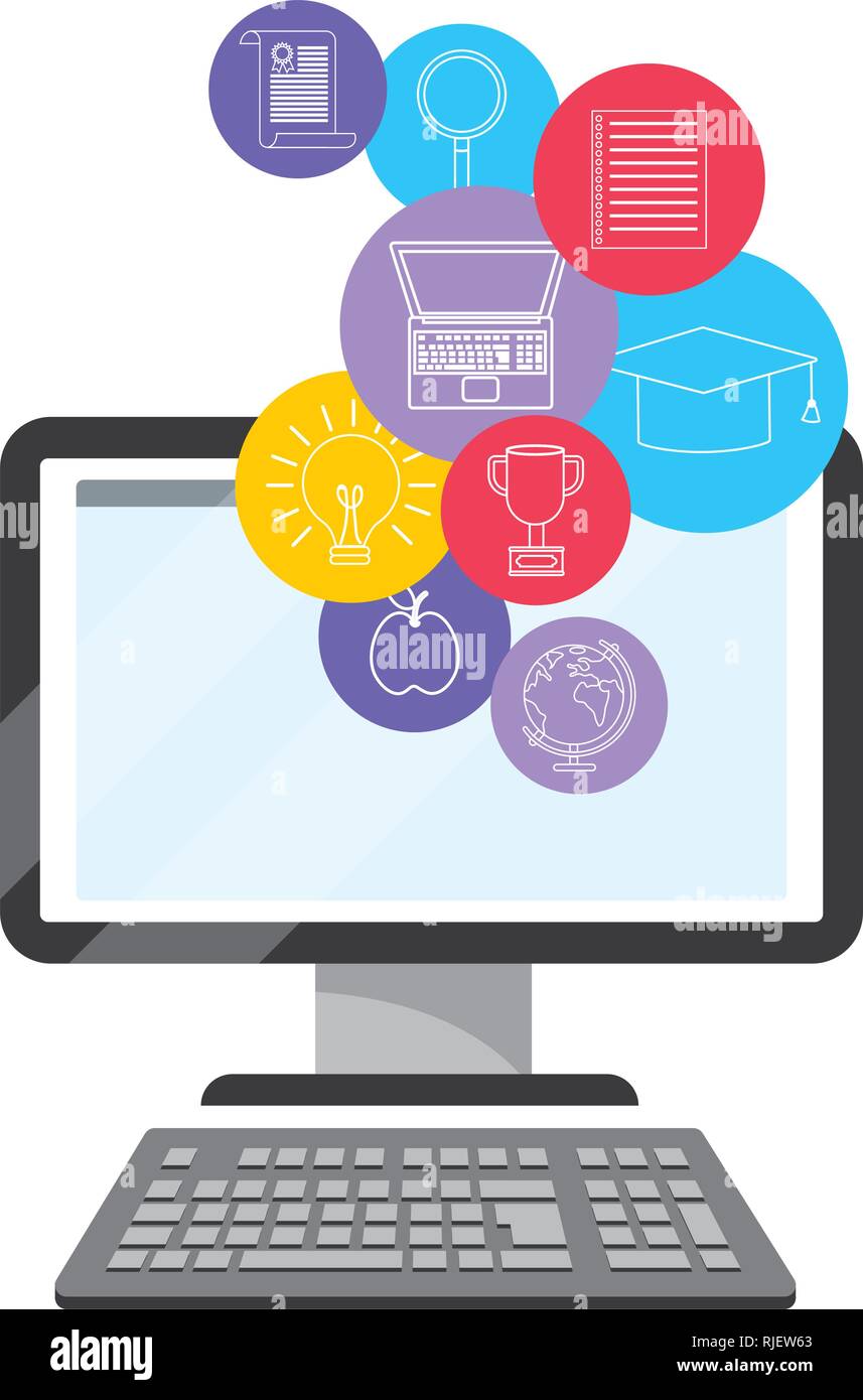 online education computer cartoon Stock Vector Image & Art - Alamy