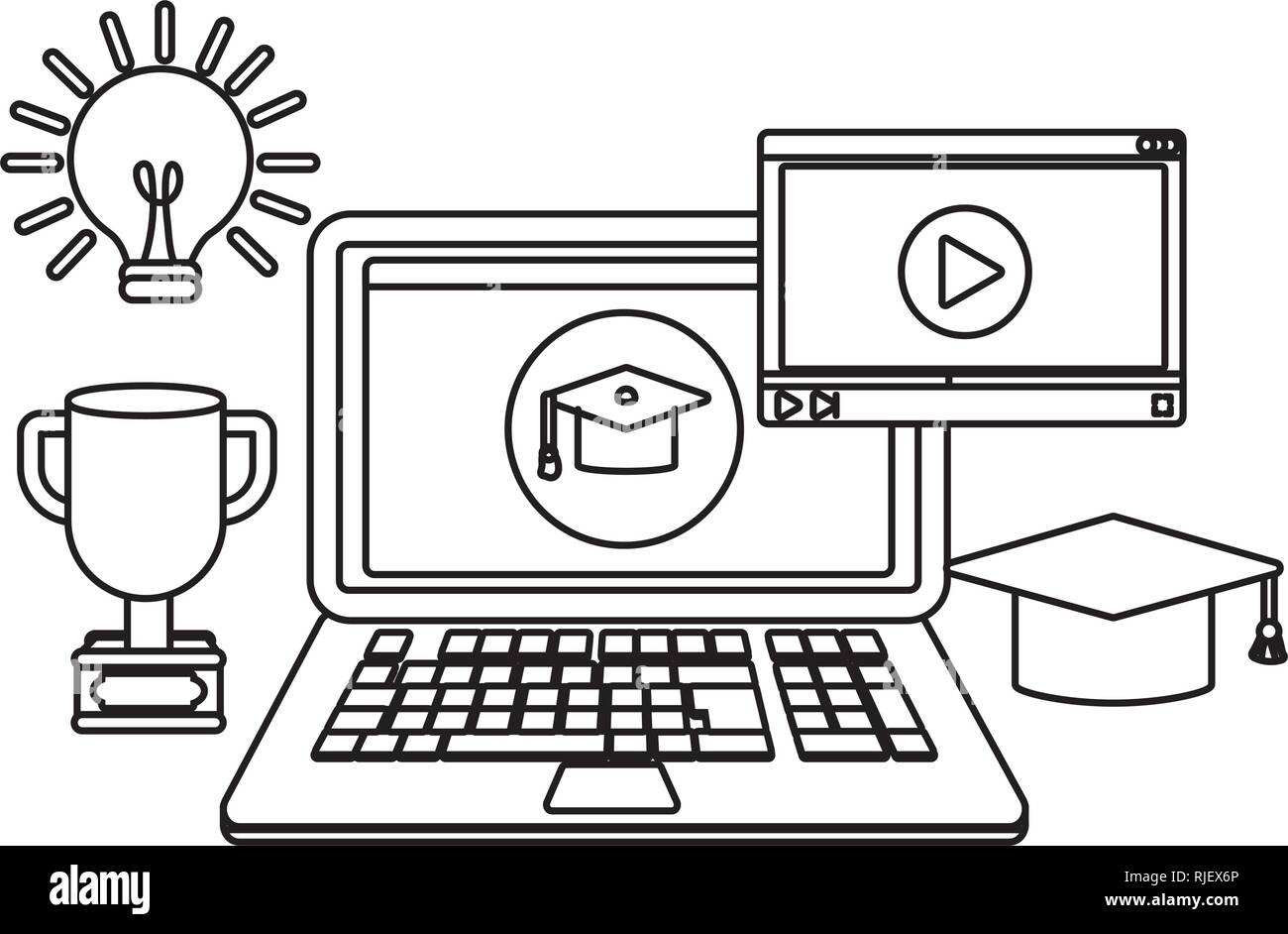 online education laptop cartoon Stock Vector Image & Art - Alamy