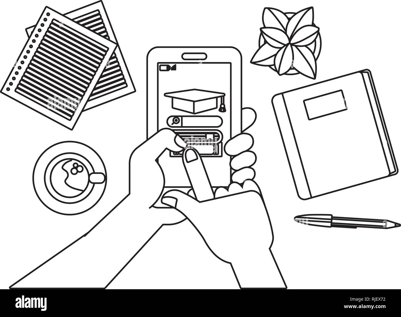 online education smartphone cartoon Stock Vector Image & Art - Alamy