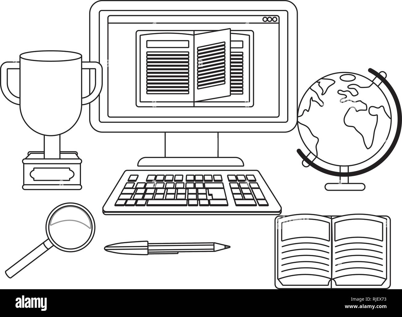 online education computer cartoon Stock Vector Image & Art - Alamy