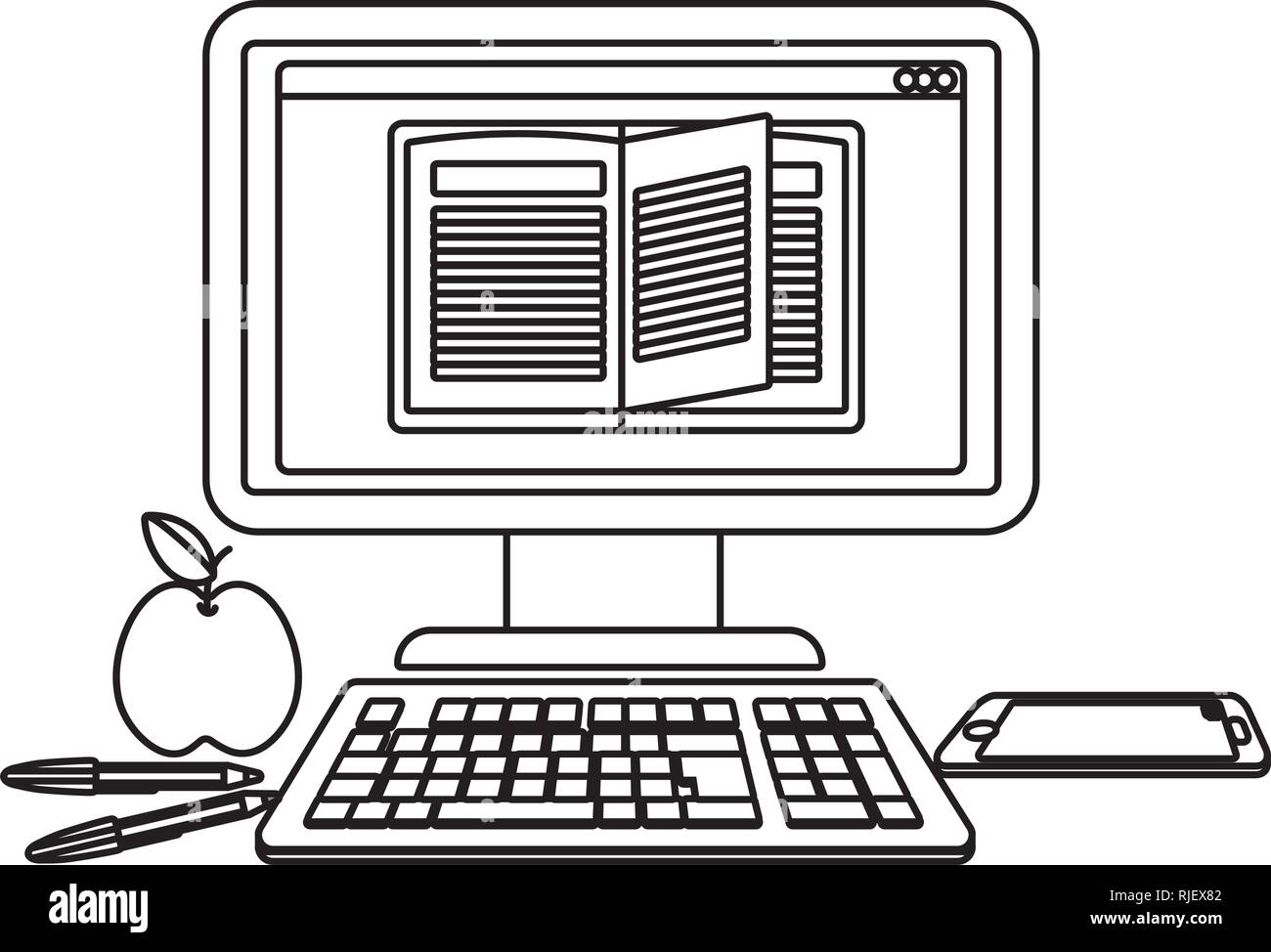 online education computer cartoon Stock Vector Image & Art - Alamy