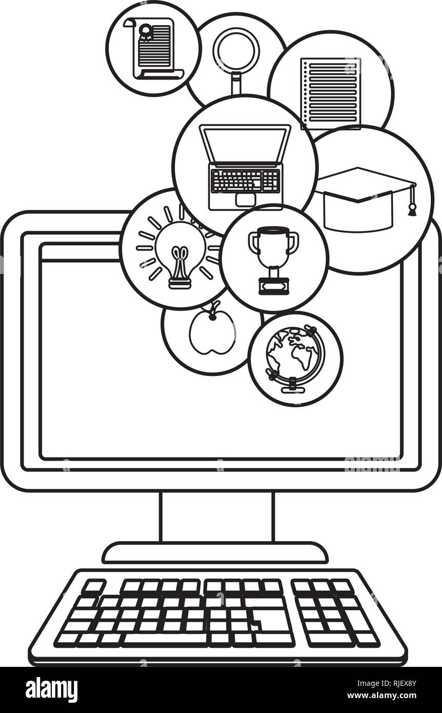 online education computer cartoon Stock Vector Image & Art - Alamy