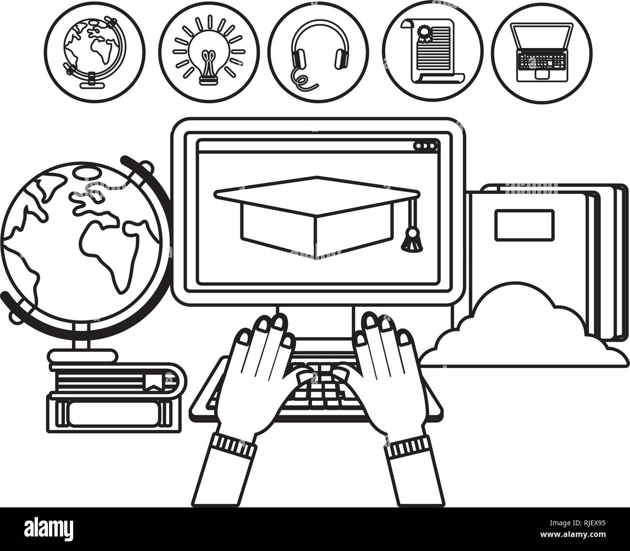 online education computer cartoon Stock Vector Image & Art - Alamy