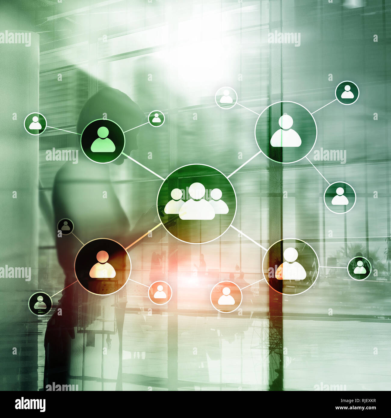 HR - Human resources management concept on blurred business center ...