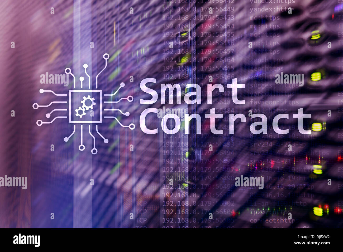 Smart contract, blockchain technology in modern business Stock Photo ...