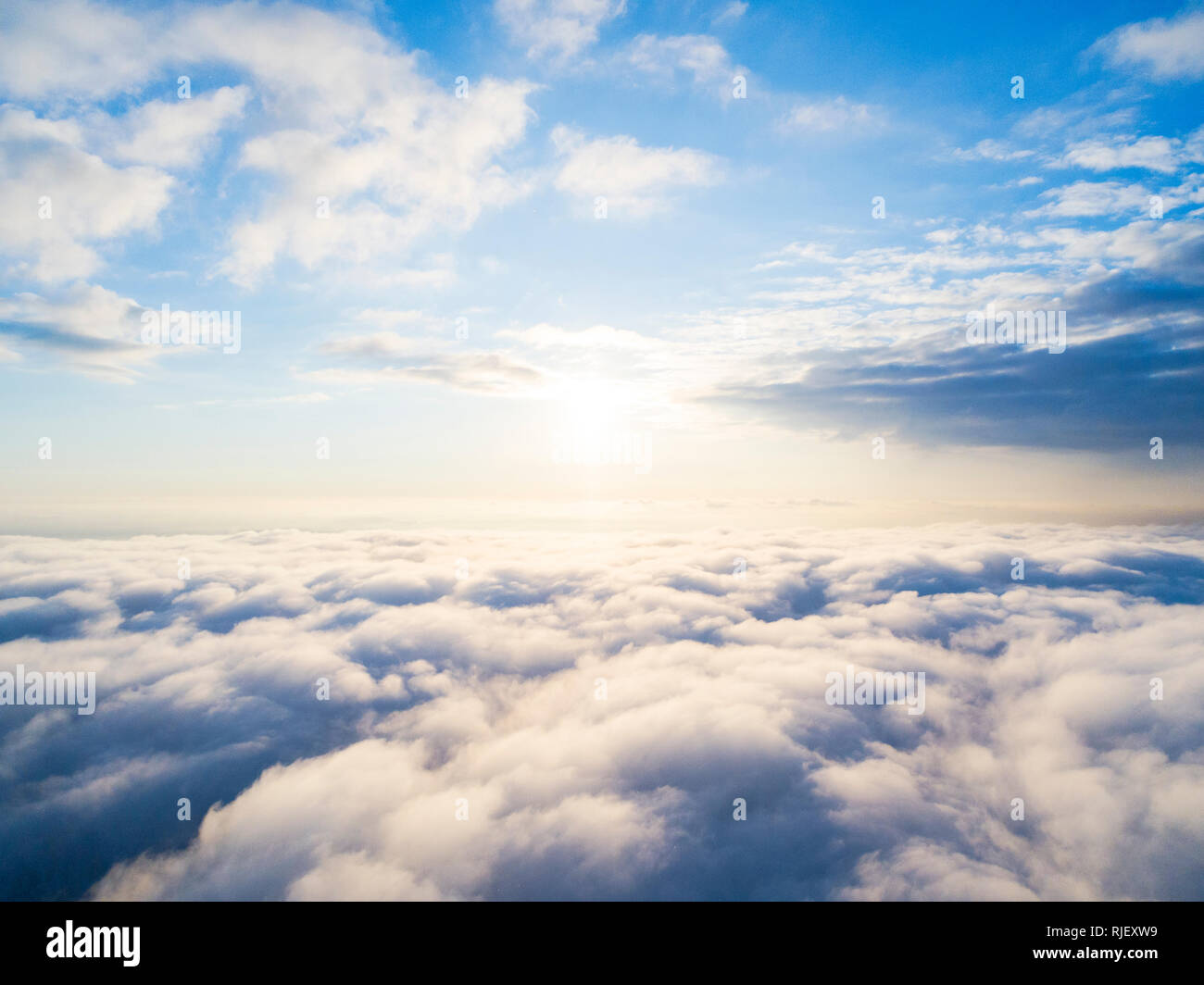 Aerial view White clouds in blue sky. Top view. View from drone. Aerial ...