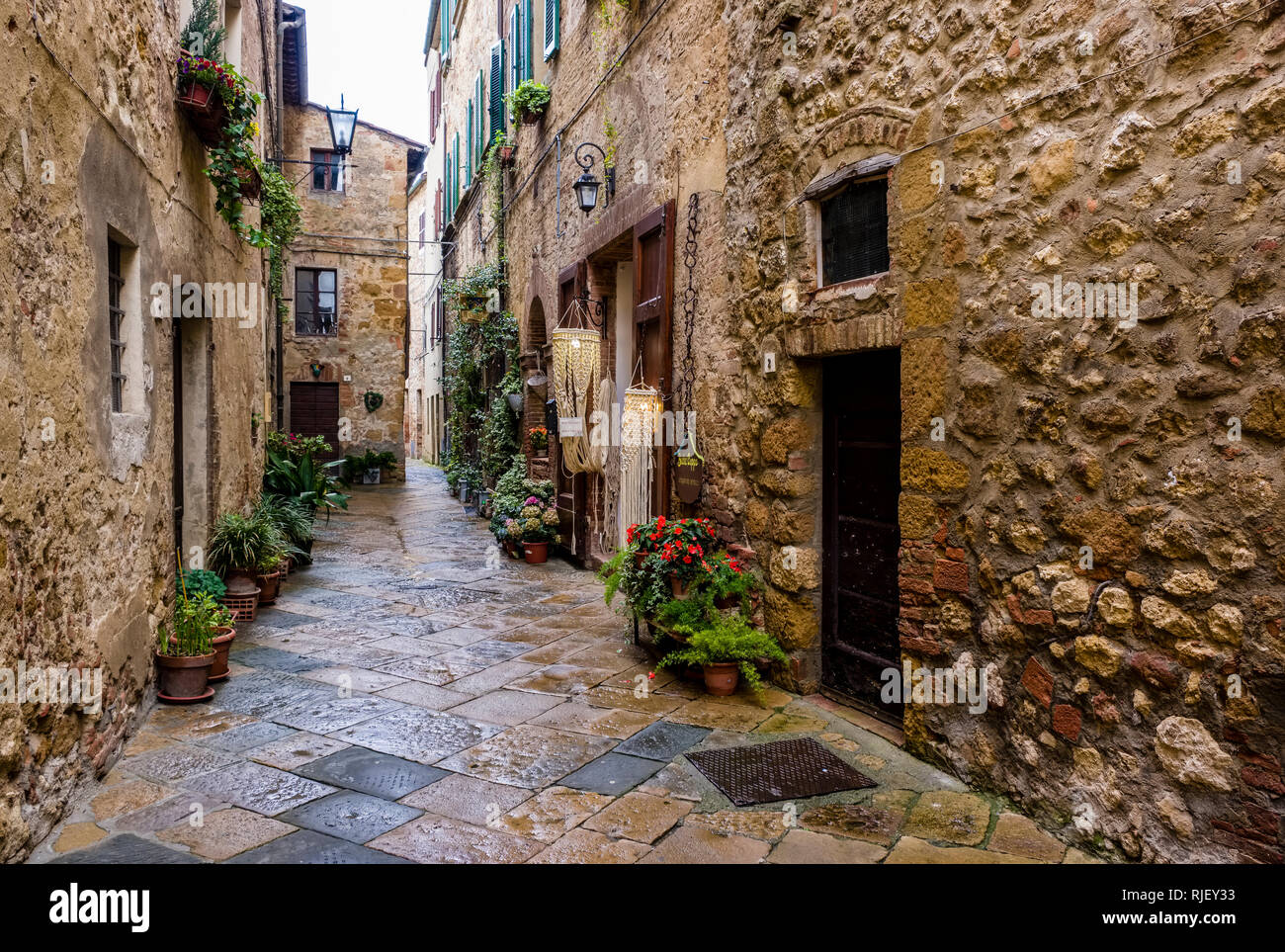 View on a small street and houses of the medieval town Stock Photo - Alamy