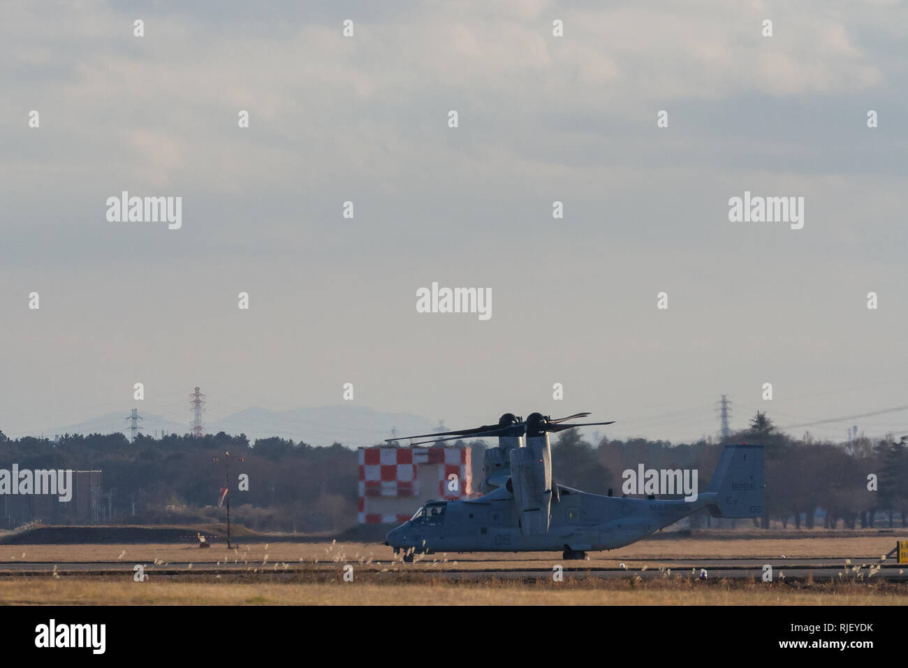 A Bell Boeing V22 Osprey tilt-rotor aircraft with the US Marines ...