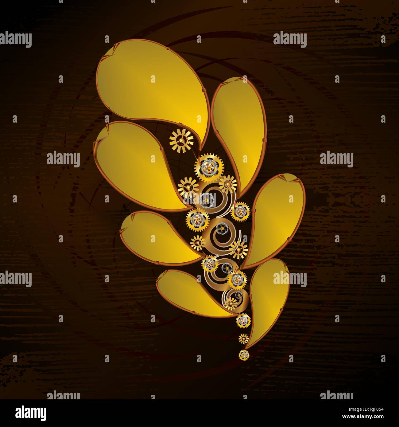 Steampunk Oak Leaf vector image in brown Stock Vector Image & Art - Alamy