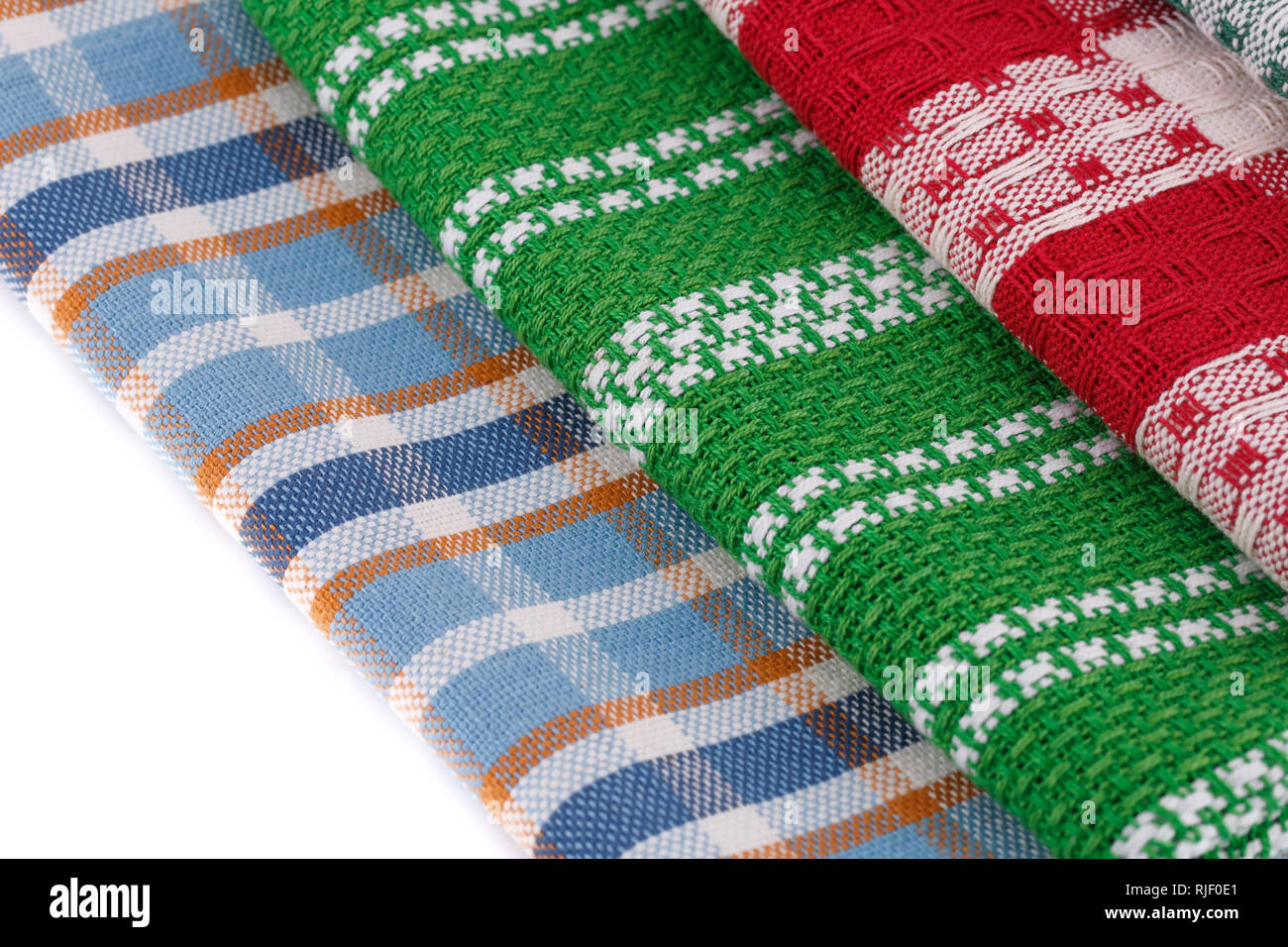 Colorful kitchen towels closeup picture Stock Photo - Alamy