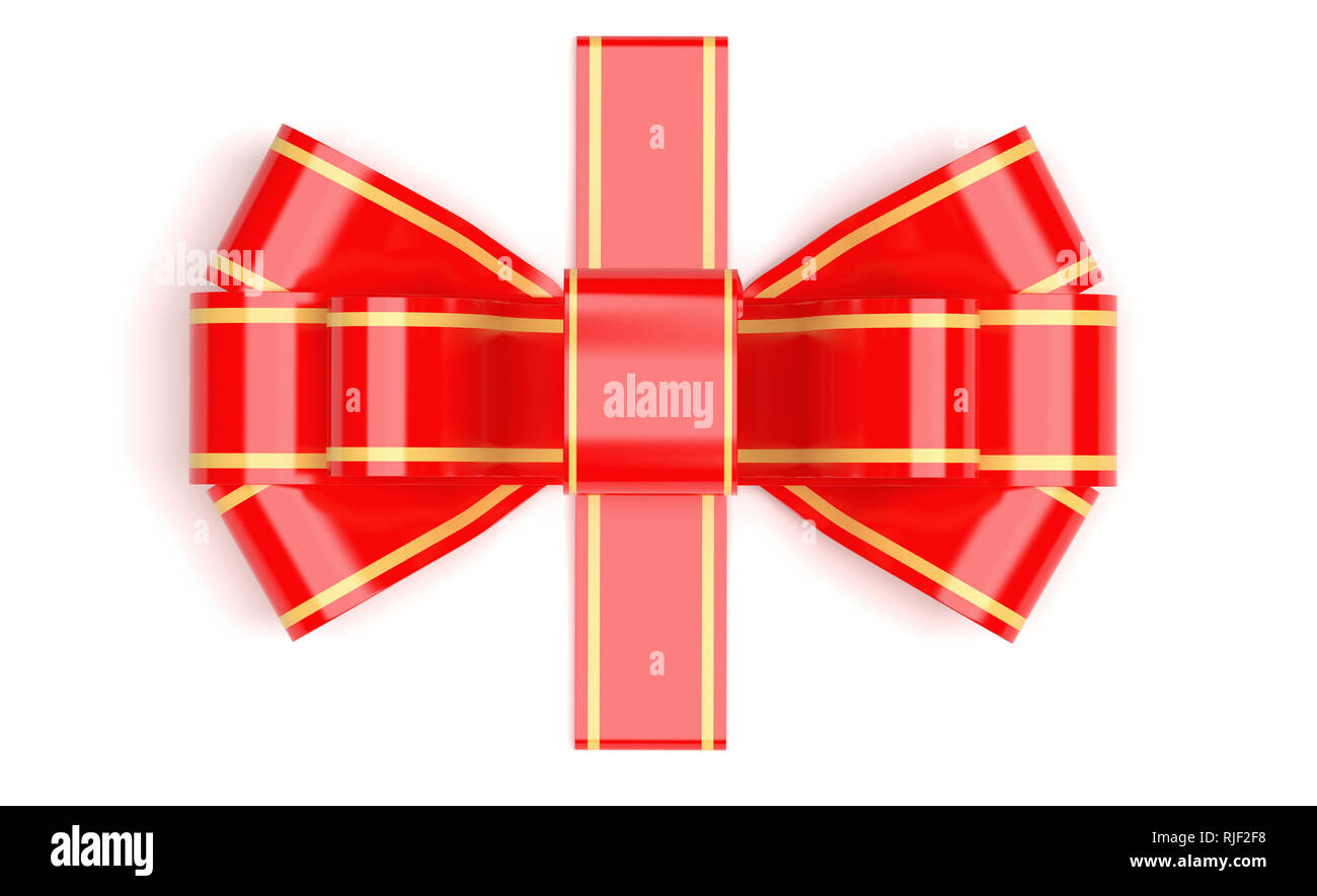 Red ribbon bow. Decoration tape. 3D illustration Stock Photo - Alamy