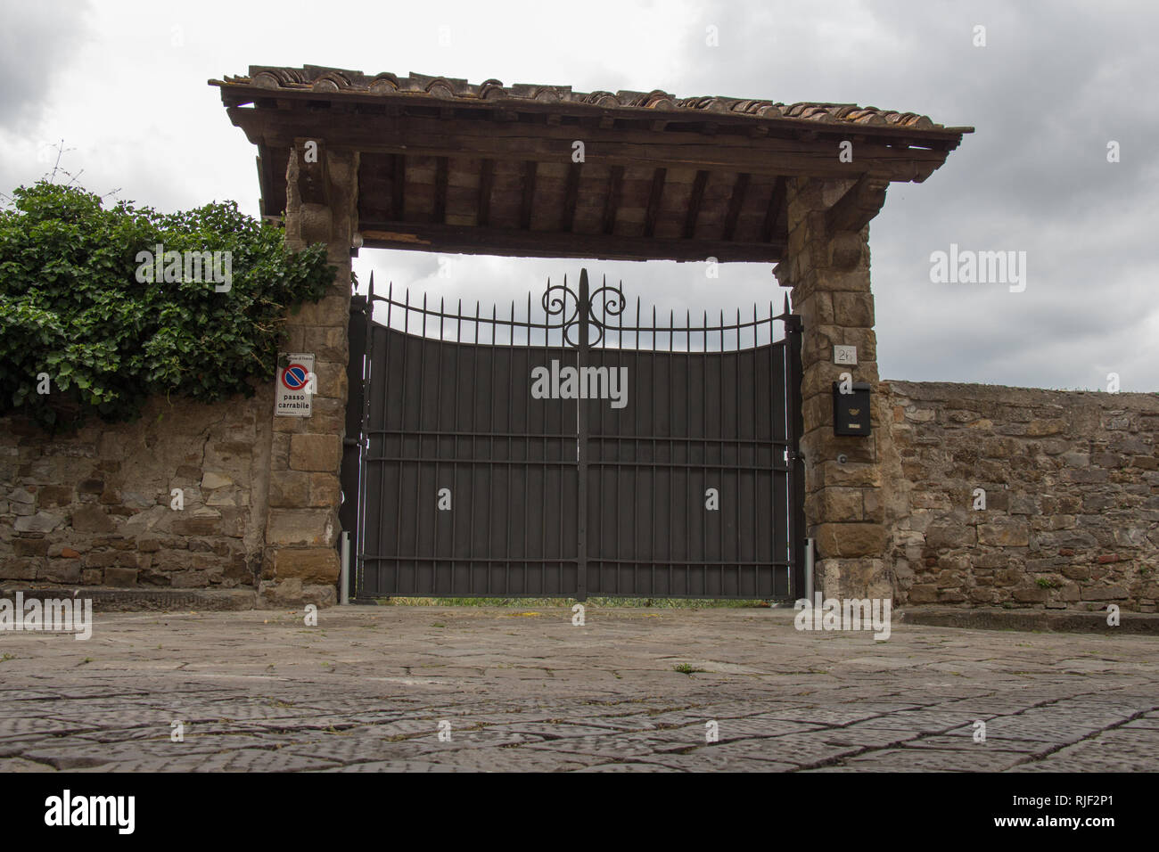 Italy, Florence - May 07 2017: the view of entrance gate to typical ...
