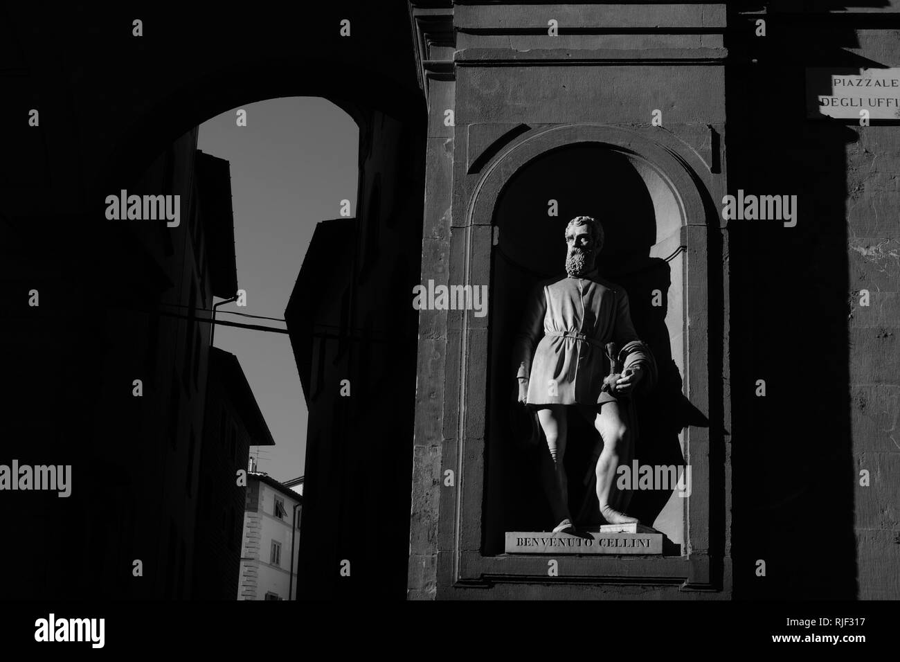 Statue of Benvenuto Cellini Italian goldsmith, sculptor, draftsman ...