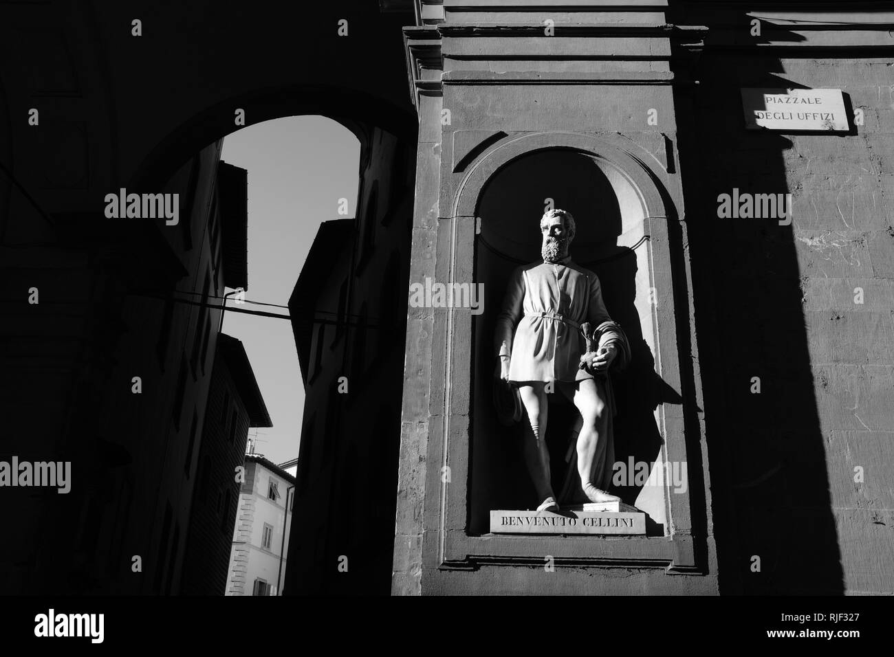 Statue of Benvenuto Cellini Italian goldsmith, sculptor, draftsman ...