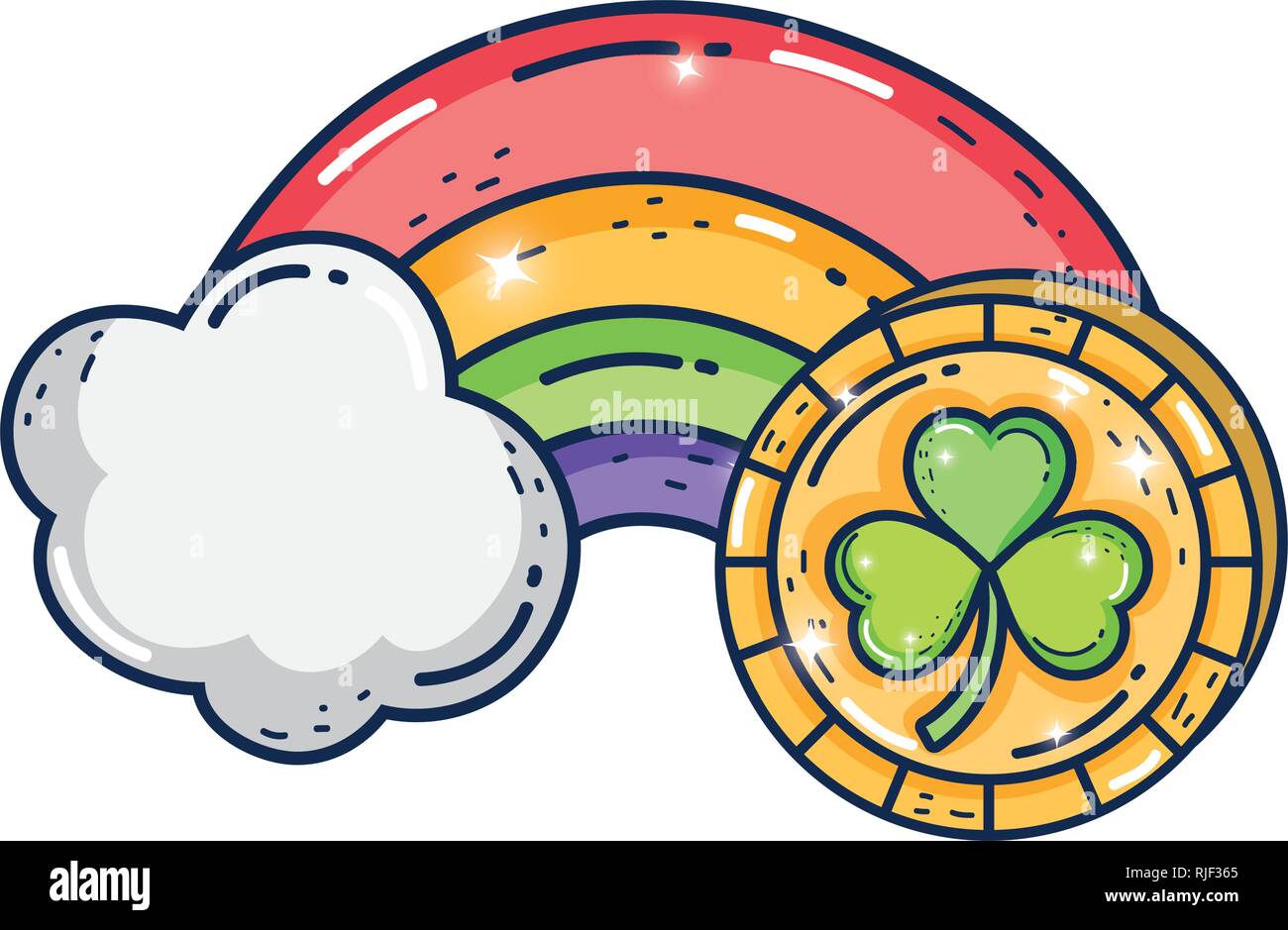 clover coin with rainbow saint patrick day Stock Vector Image & Art - Alamy