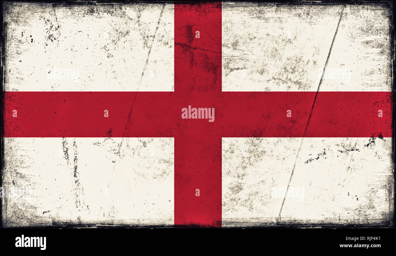 Vintage old flag of England. Art texture painted England national flag ...
